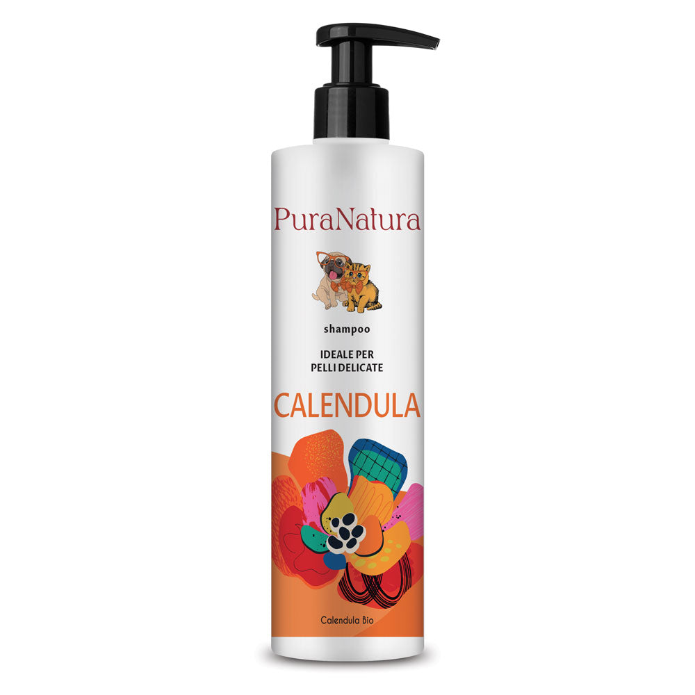 SHAMPOO PER GATTI CON PELLE DELICATA ALLA CALENDULA – Pura Natura